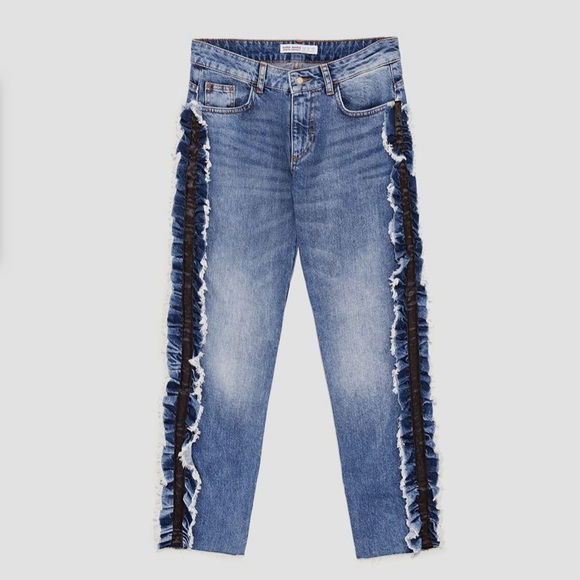 Zara | Jeans | Zara Jeans With Side Frill | Poshmark